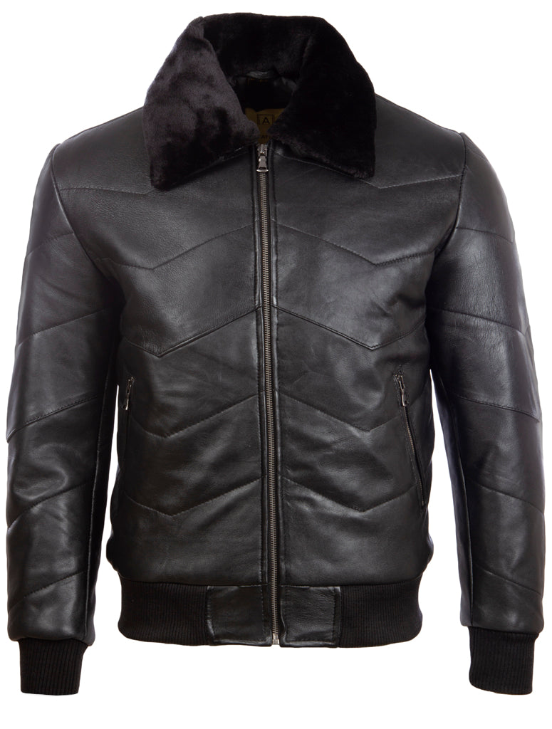 MC9P Men's Quilt Puffer Fur Aviator Bomber Jacket - Black – Aviatrix