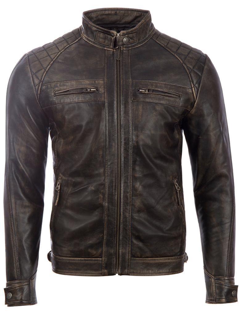 Aviatrix Men's Real Leather Crosshatch Shoulder Detail Fashion Jacket ...