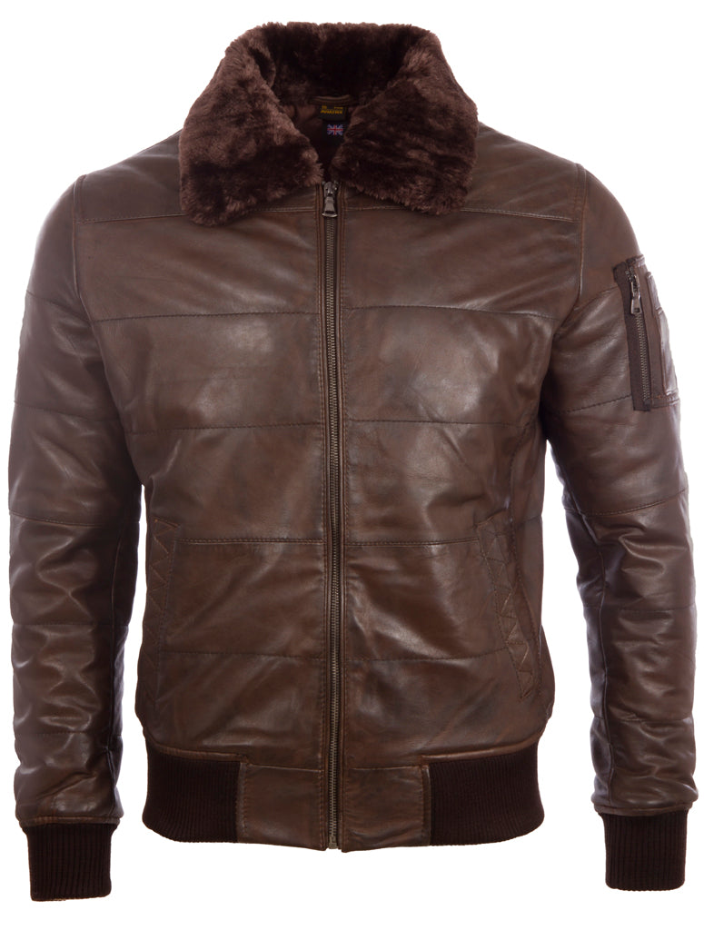 ZADV Men's Puffer Fur Aviator Bomber Jacket - Nevada Brown – Aviatrix