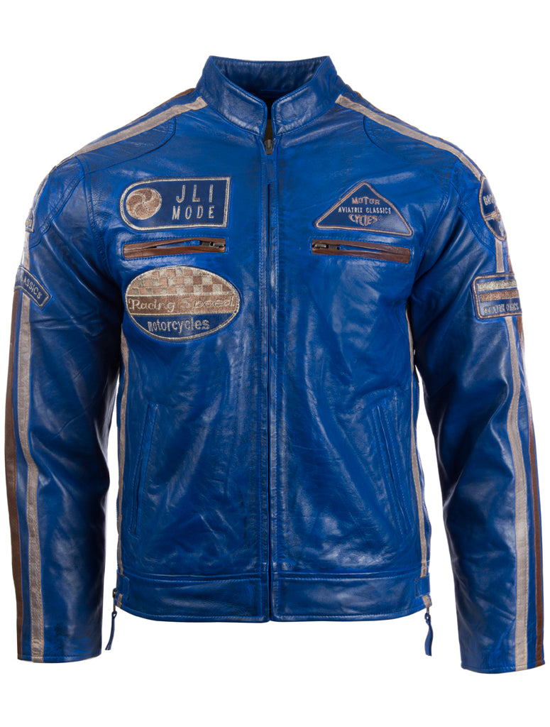 CXUS Men's Racing Biker Jacket - Ocean Blue – Aviatrix