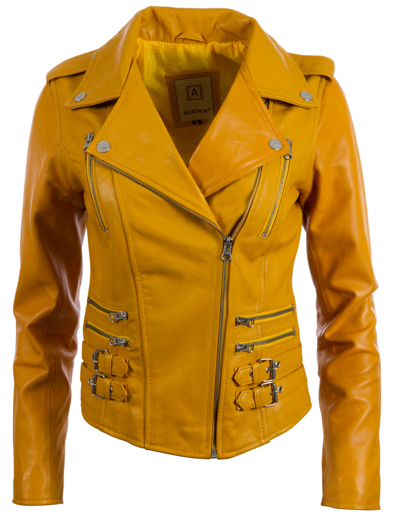 AGSM Women's Biker Jacket - Yellow – Aviatrix